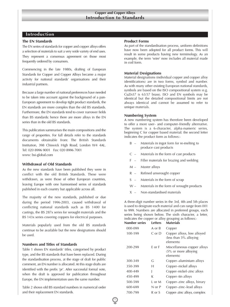 Standards_ Copper & Copper Alloys | PDF