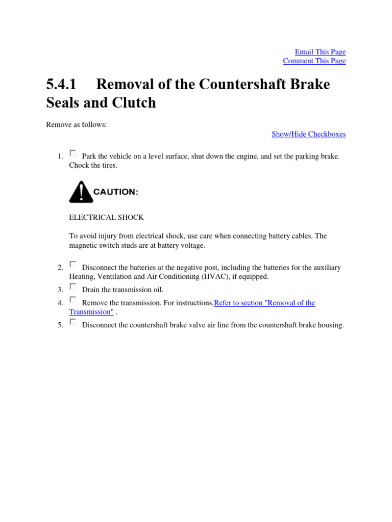 Removal of The Countershaft Brake Seals and Clutch | PDF