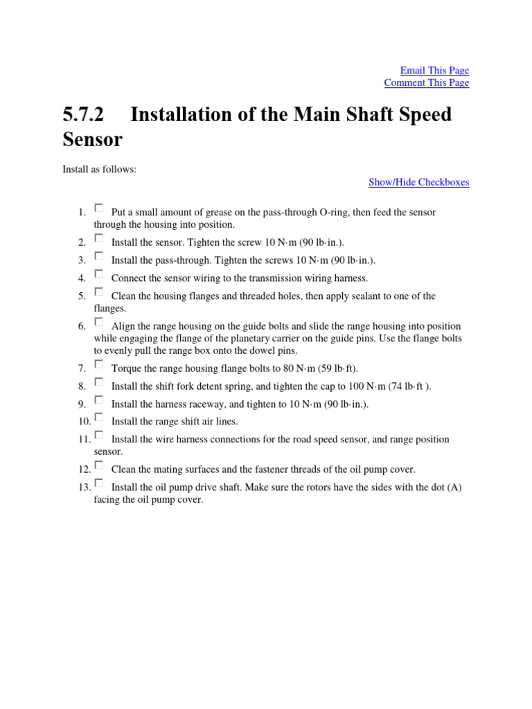 Installation of The Main Shaft Speed Sensor | Download Free PDF | Screw ...
