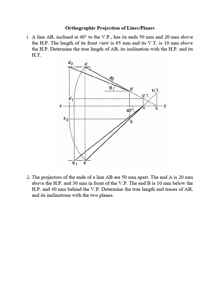 OrthoGraphic Projection of Lines and Planes | PDF