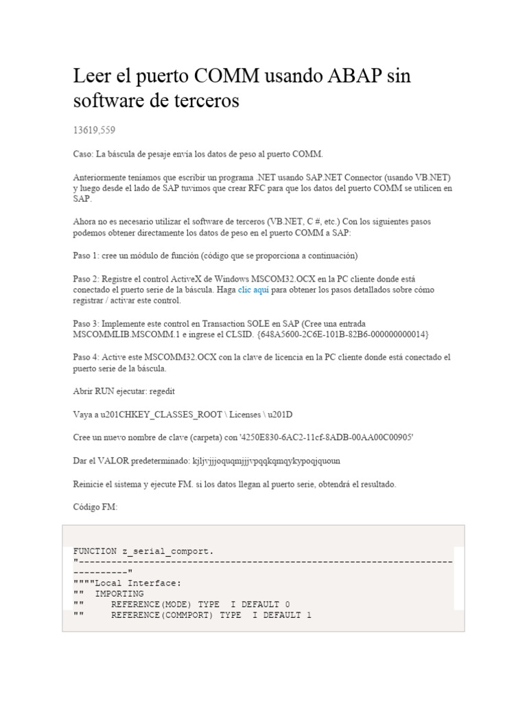 Leer El Puerto COMM Usando ABAP Sin Software de Terceros | Descargar gratis PDF | Ingeniería ...