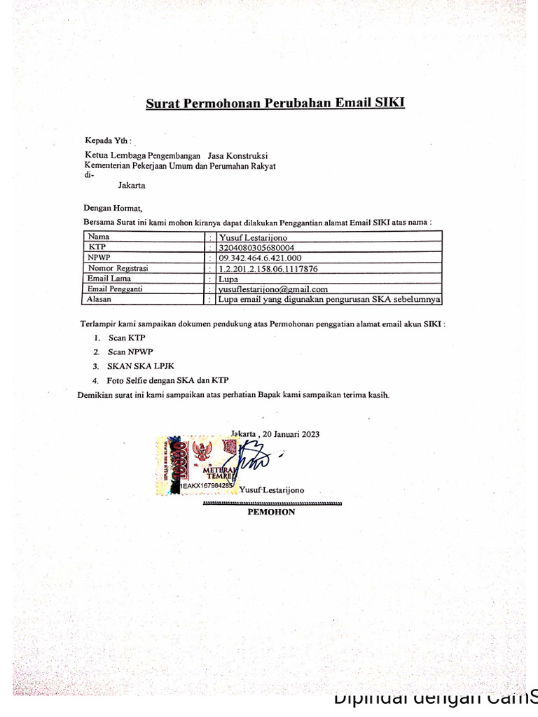 Perubahan Perubahan Email An Yusuf Lestarijono | PDF