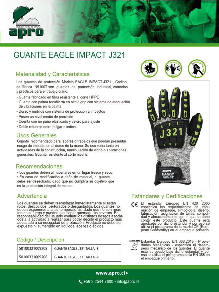 Ficha Tecnica Guante Antigolpe j321 | PDF | Guante
