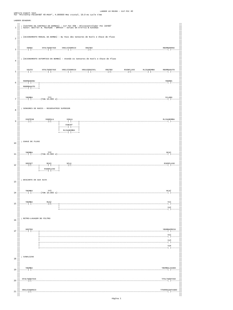 Ladder LD Micro - CLP Pic 40 | PDF | Engenharia da Computação