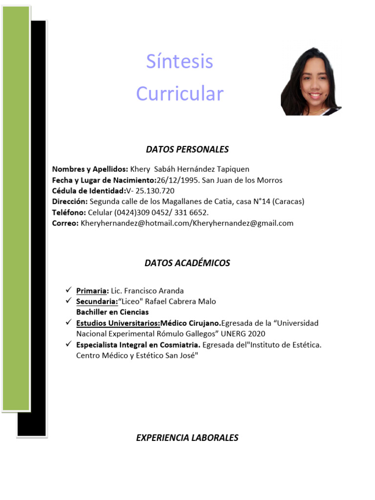 Perfil Profesional de Khery Sabáh | PDF | Ciencias sociales | Salud y ...