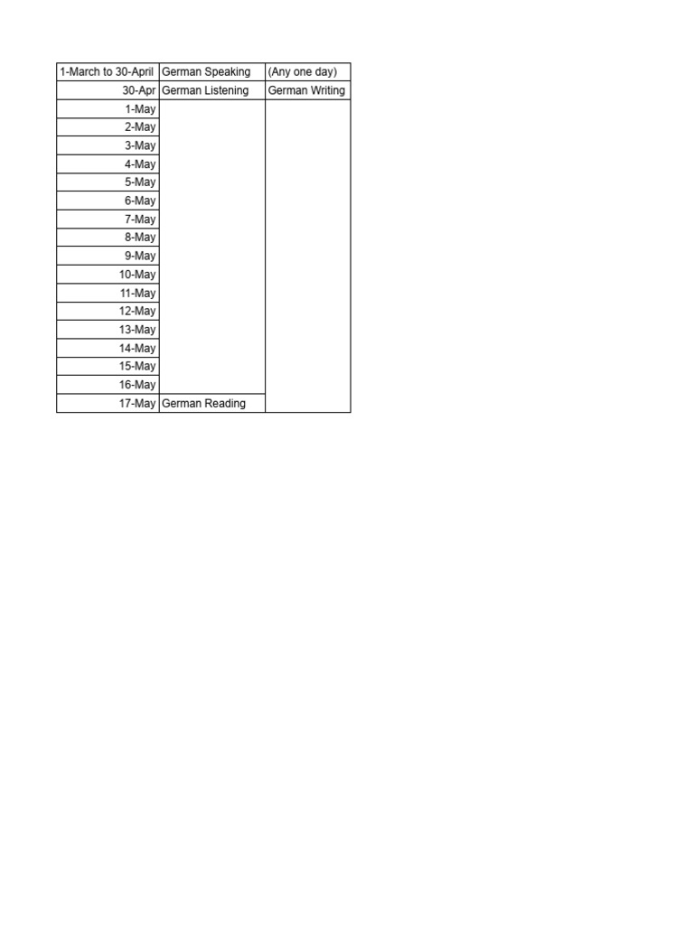 German Exam Timetable (Boards) | PDF