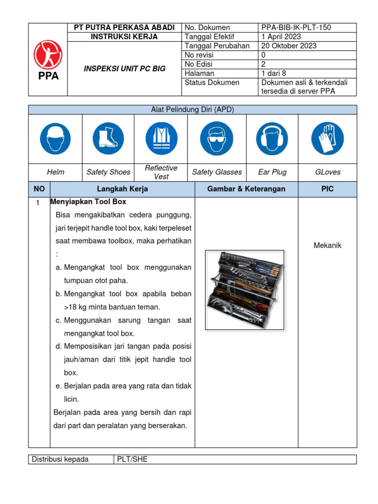 PPA-BIB-IK-PLT-150-ED2 Inspeksi Unit PC BIG | PDF