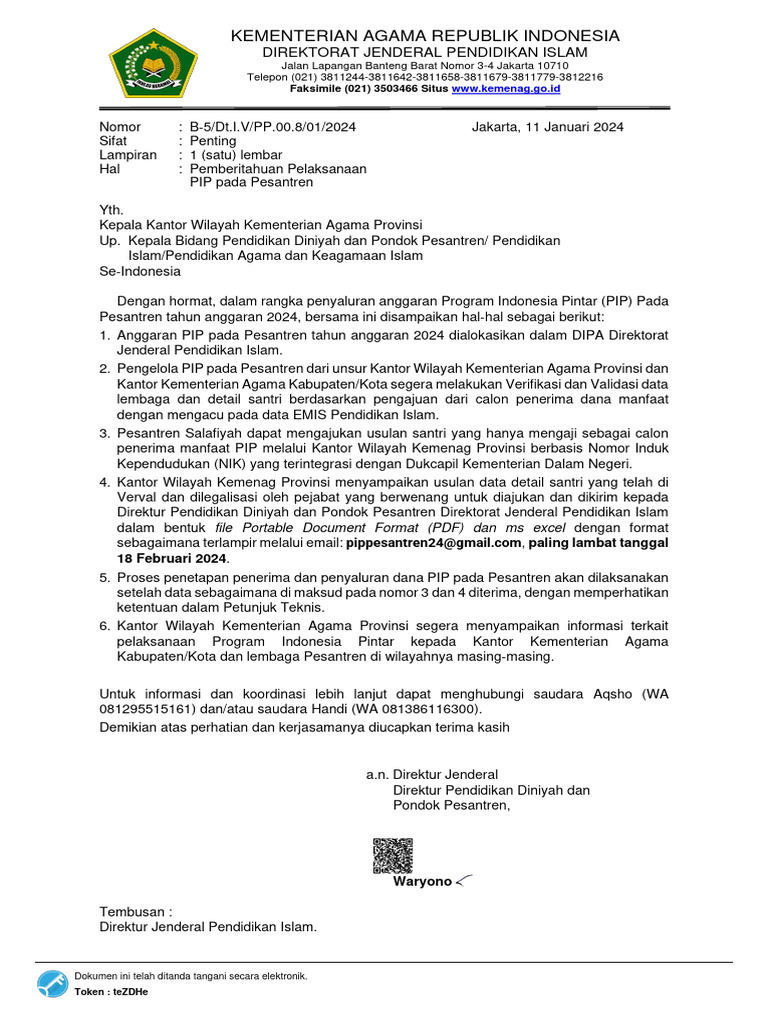 PIP Pesantren 2024: Panduan Pengajuan | PDF | Kesehatan Holistik