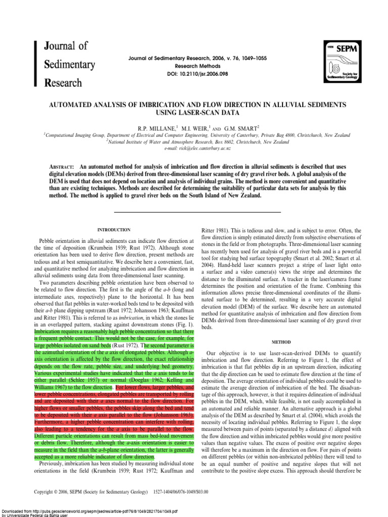 2006 - Millane Et Al - Automated Analysis of Imbrication and Flow ...