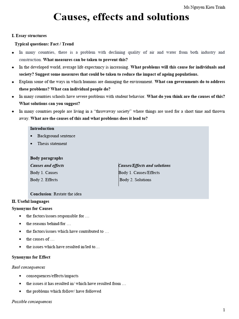 Cause, effect, solution | PDF | Cost Of Living | Public Transport
