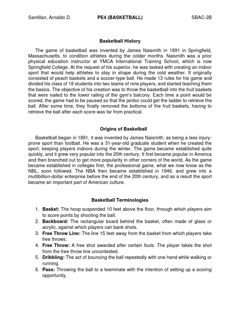 Introduction to Basketball History | PDF | Ball Games | Team Sports