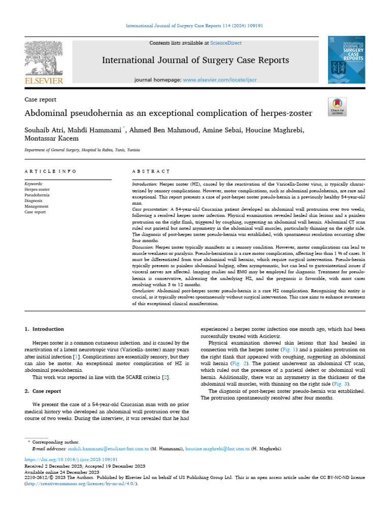 Abdominal Pseudohernia as an Exceptional Co 2024 International Journal ...