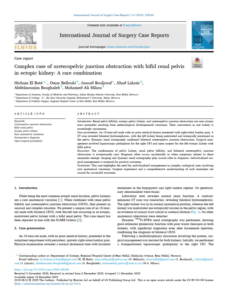 Complex Case of Ureteropelvic Junction Obstruction 2024 International Journa | PDF | Kidney ...