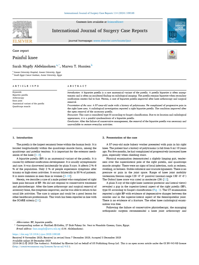 Painful Knee 2024 International Journal of Surgery Case Reports | PDF ...