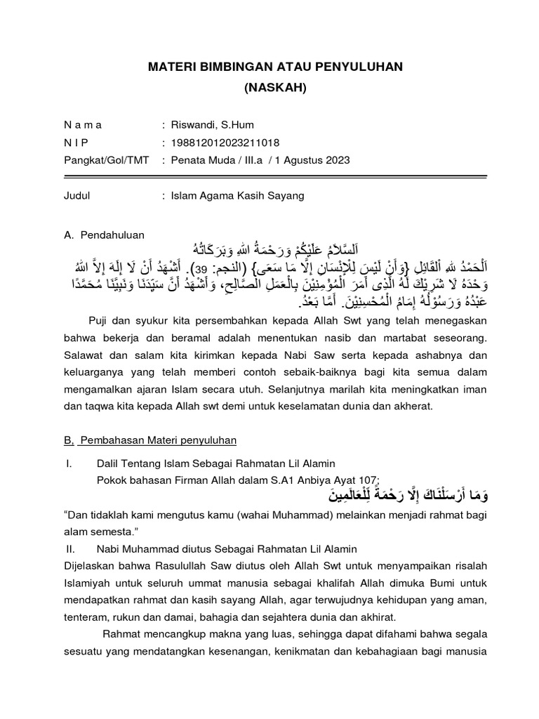 NASKAH Materi RISWANDI | PDF