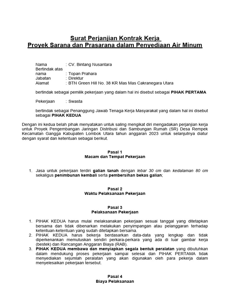 SPK Tenaga Gali KLU | PDF