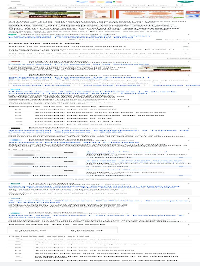 Adverbial Clause and Adverbial Phrase - Google Se | PDF