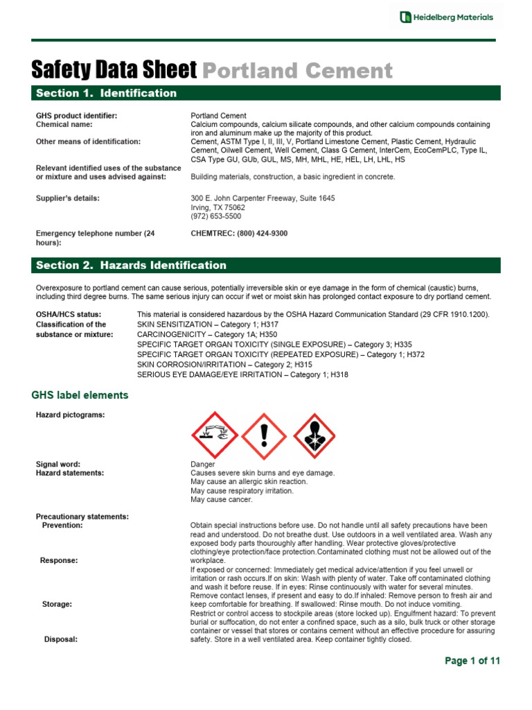 Sds Portland Cement | PDF | Cement | Fluorine