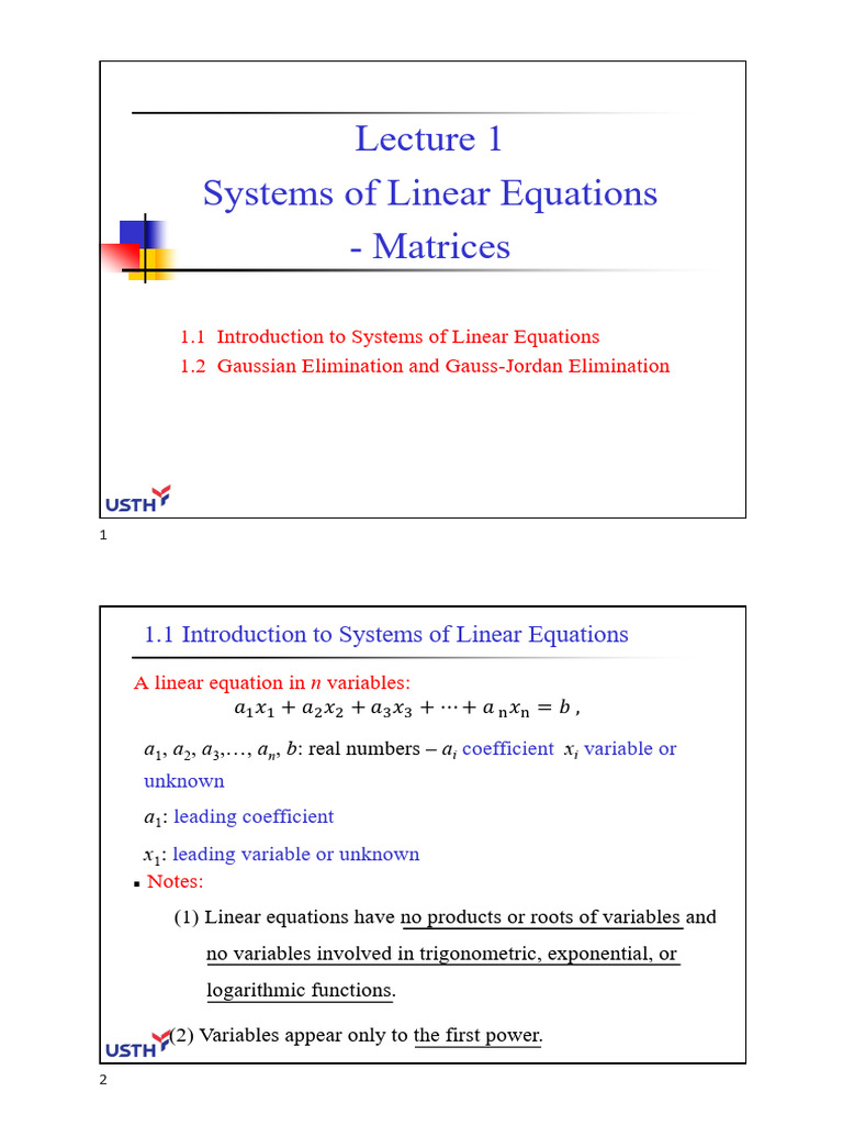 1st Class | PDF | System Of Linear Equations | Numerical Analysis