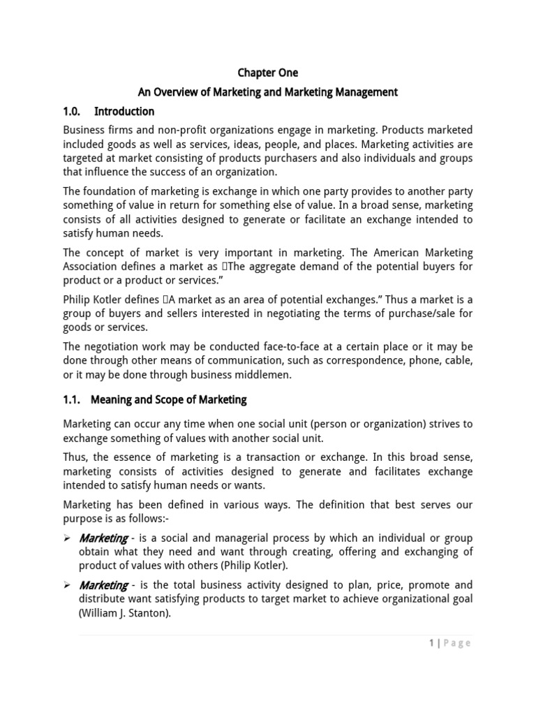 Marketing Management Overview and Concepts | PDF