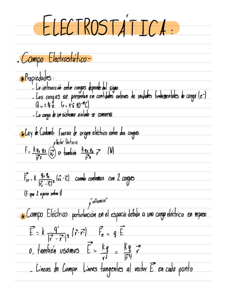 Física Primer Parcial | PDF | Electrostática | Fuerza