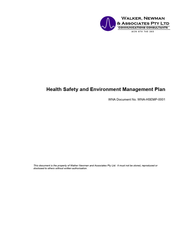 WNA Health Safety and Environment Management Plan | PDF | Risk ...