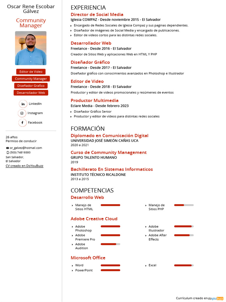 CV Oscar Rene Escobar Galvez | PDF | Empresas de software de los Estados Unidos | Multimedia