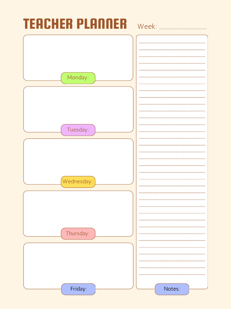 Cream White Minimalist Teacher Planner | PDF