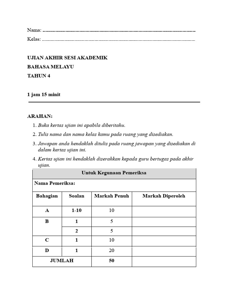 edit 四年级 BM (SET 1) | PDF