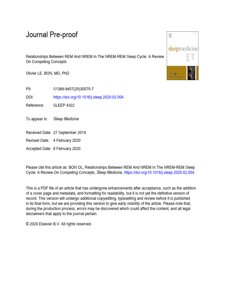 J Sleep 2020 02 004 | PDF | Sleep | Rapid Eye Movement Sleep