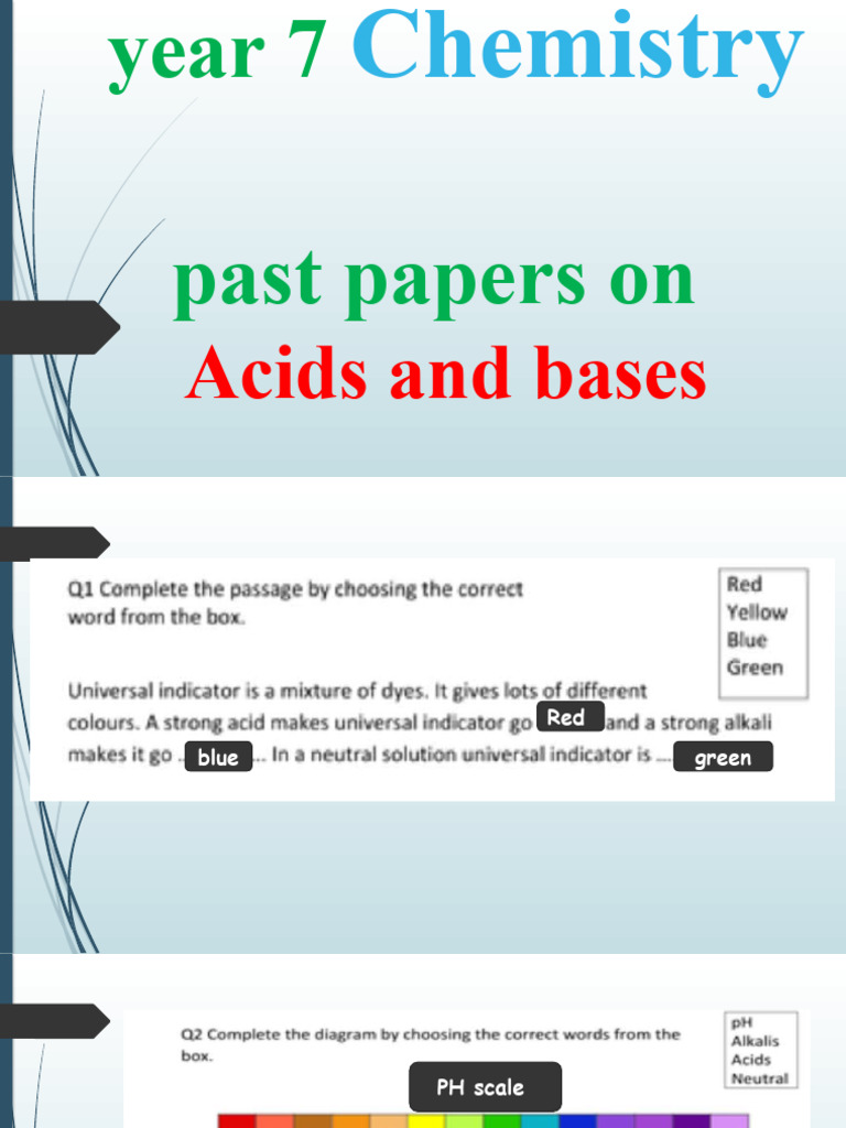 Past Papers On Acids and Bases With Answers | PDF