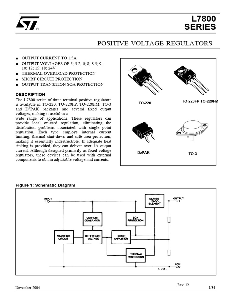 L7800 Series: Positive Voltage Regulators | PDF | Power Supply ...