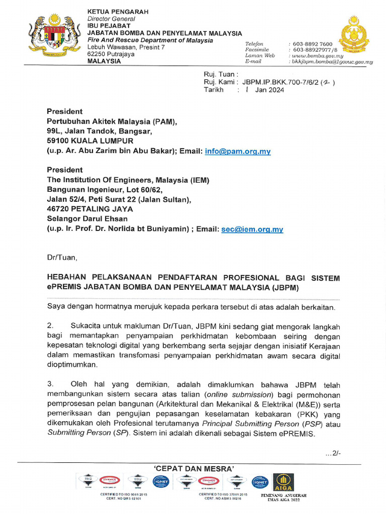 20240101-Pelaksanaan Daftar PSP - ePREMIS | PDF