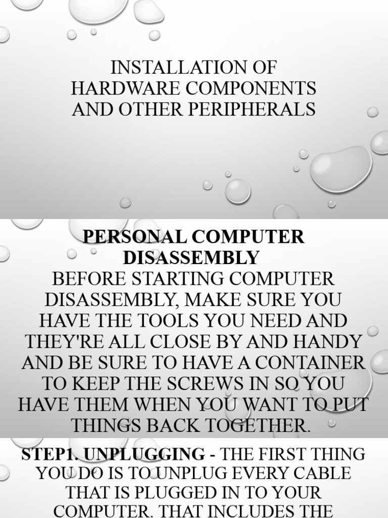Installation of Hardware Components and Other Peripherals | PDF ...