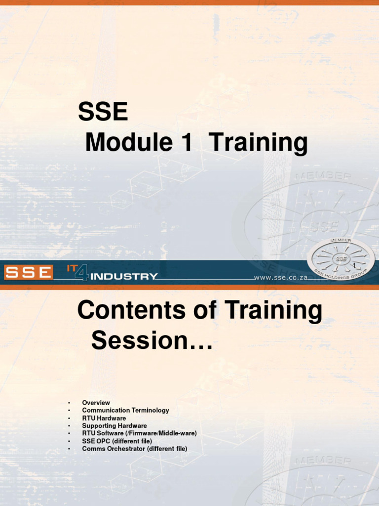 SSE Training Module 1 | PDF | Scada | Manufactured Goods