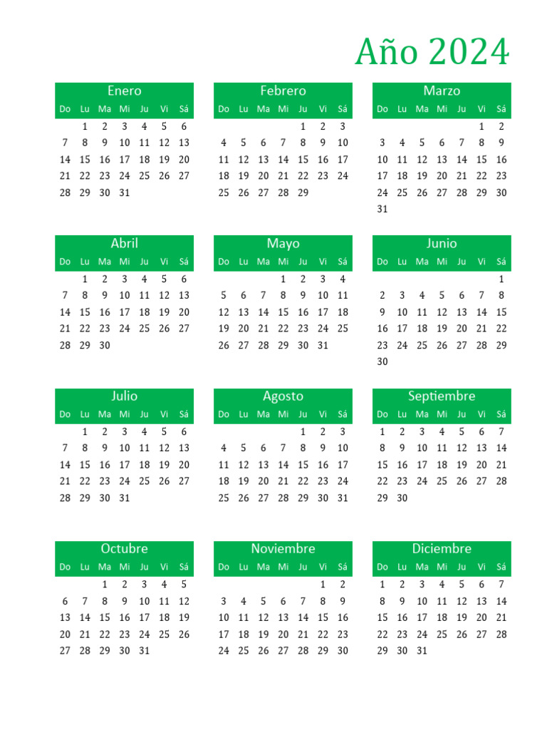 Calendario 2024 con Feriados Perú | PDF | Días festivos | Festival