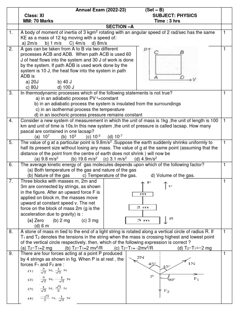11 PHY Set 2 | PDF | Force | Gases