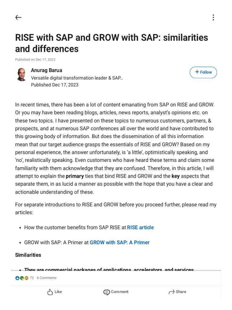 RISE With SAP and GROW With SAP - Similarities and Differences PDF ...