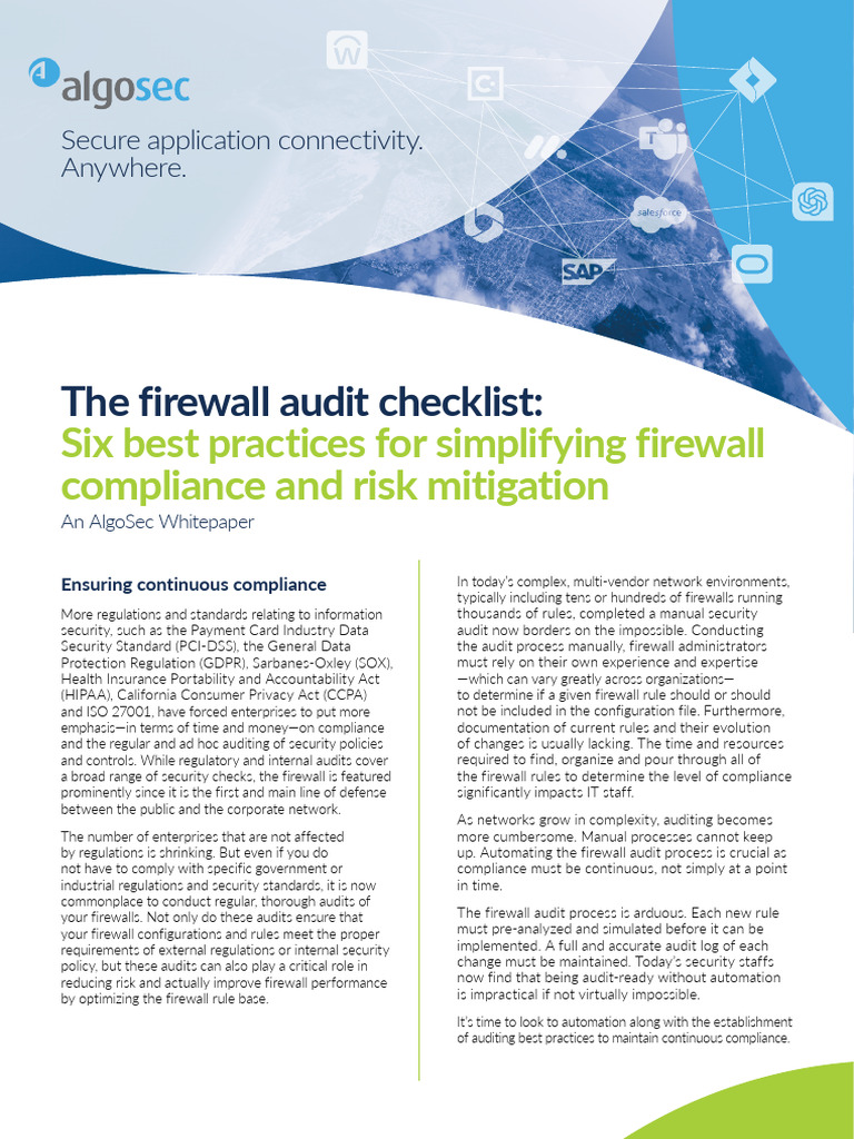 Firewall Audit Best Practices Checklist | PDF | Audit | Security