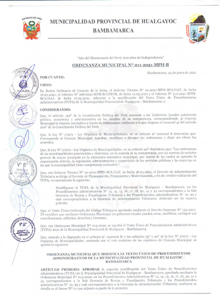 TUPA (Texto Único de Procedimientos Administrativos) - 2021-trujillolima | PDF | Impuestos ...