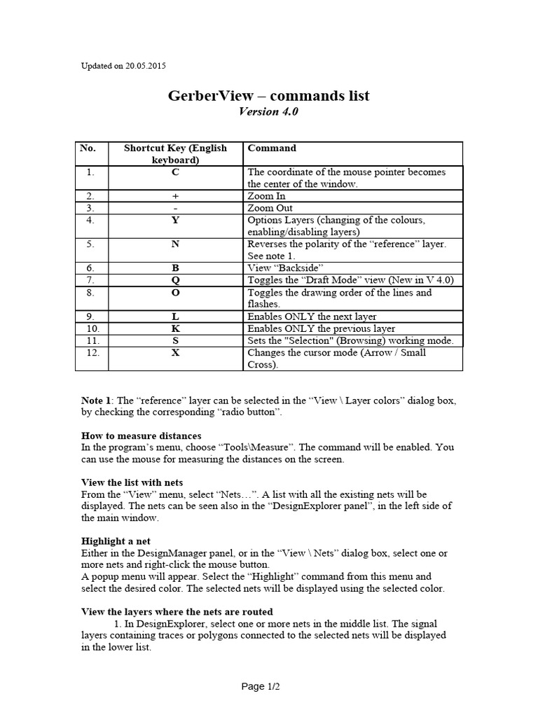 GerberView Commands V4 | PDF | Menu (Computing) | Cursor (User Interface)