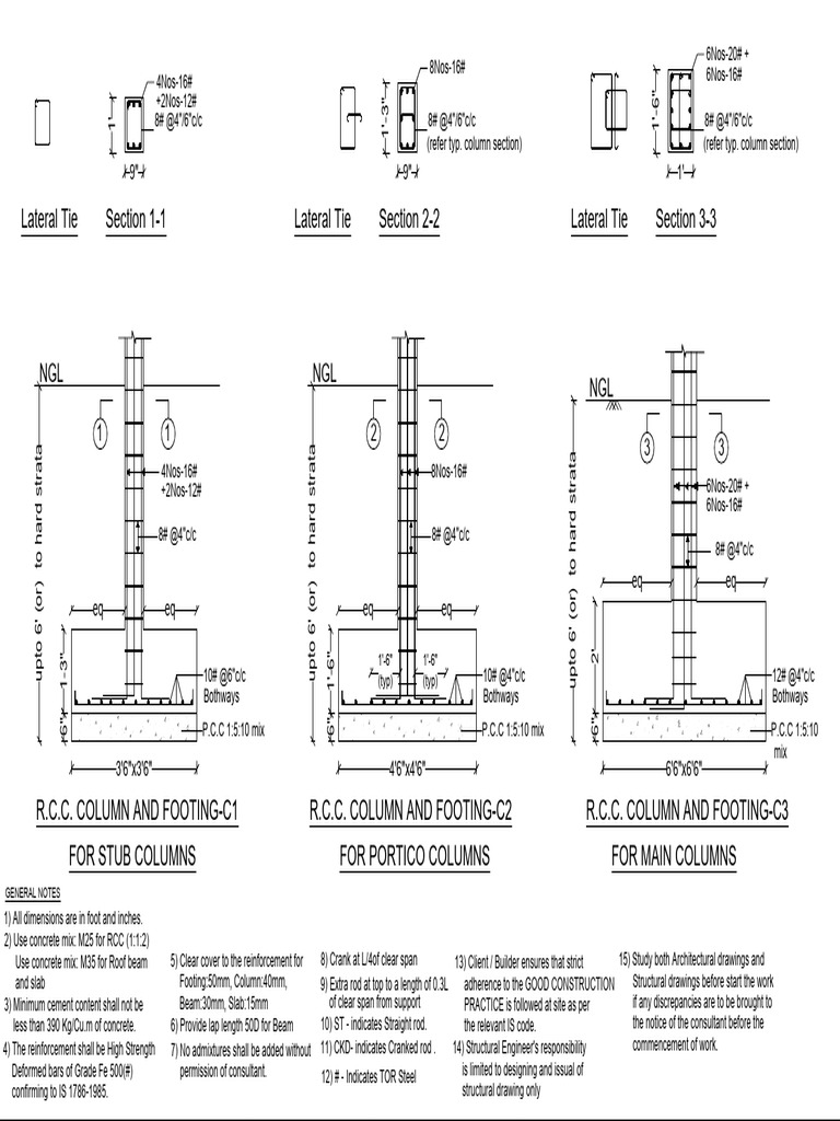 Column and Footing Details | Download Free PDF | Concrete ...