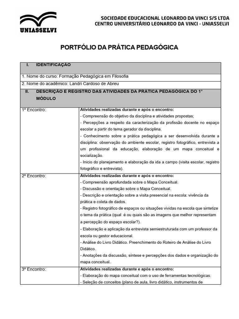 Portifolio Uniasselvi-1 | PDF | Pedagogia