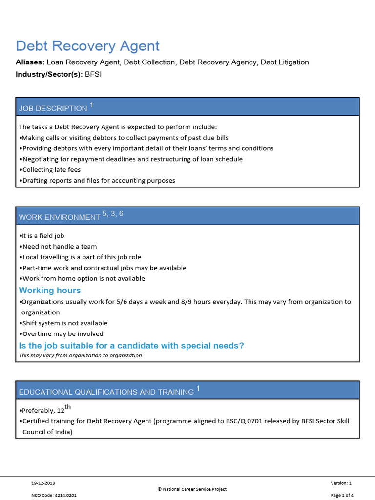 Debt Recovery Agent | Download Free PDF | Debt | Loans