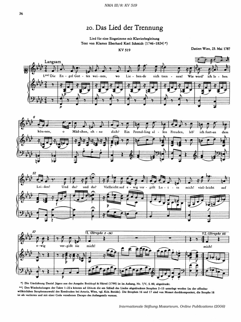 Mozart - Das Lied Der Trennung | PDF