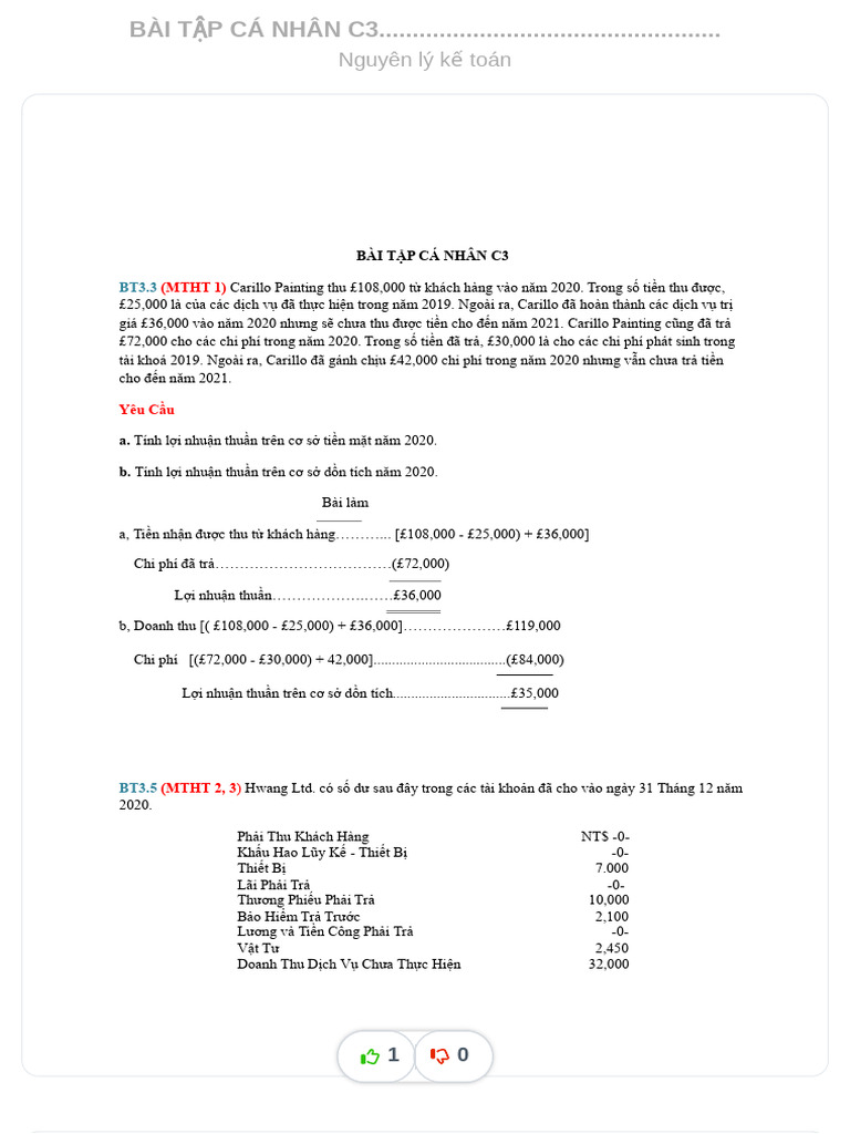 Bai Tap CA Nhan c3 | PDF