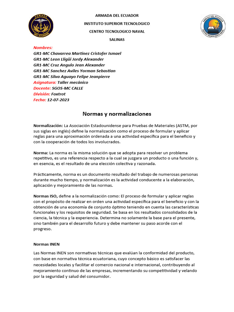 Normas y Normalización Naval | PDF | Estandarización | Sistema ...