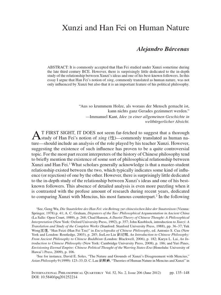 Human Nature - Hanfeizi - Xunzi | PDF | China | World Politics