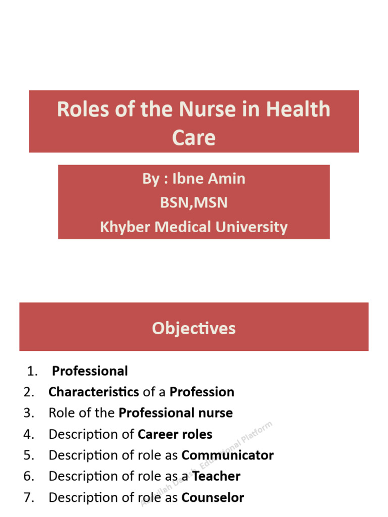 Roles of Nurses in Healthcare Services | PDF | Nursing | Profession