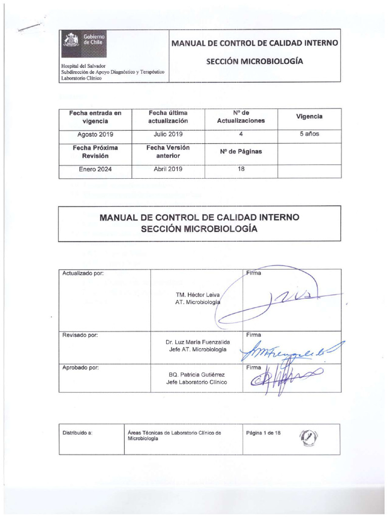 Manual Control Calidad Interno Microbiologia V4 | PDF | Laboratorios ...